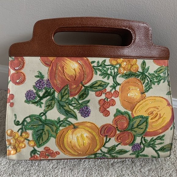 Isabella Fiore | Bags | Isabella Fiore Unique Peach Grape Fruit Purse ...